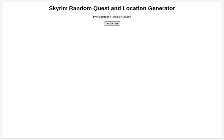 Skyrim Random Quest and Location Generator