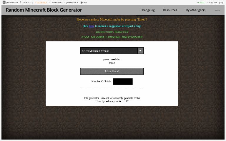 Minecraft Random Mob Generator