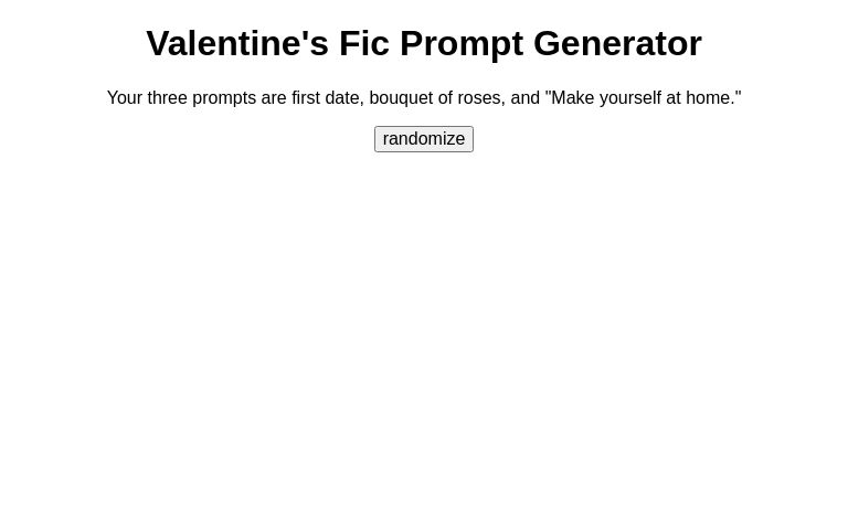 Valentine's Fic Prompt Generator