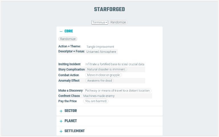 Starforged ― Perchance Generator