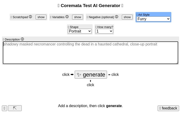 Coremata Test AI Generator