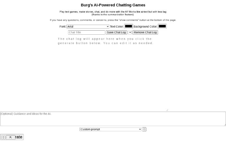 Burg's AI-Powered Chatting Games (free, unlimited, no sign-up ...
