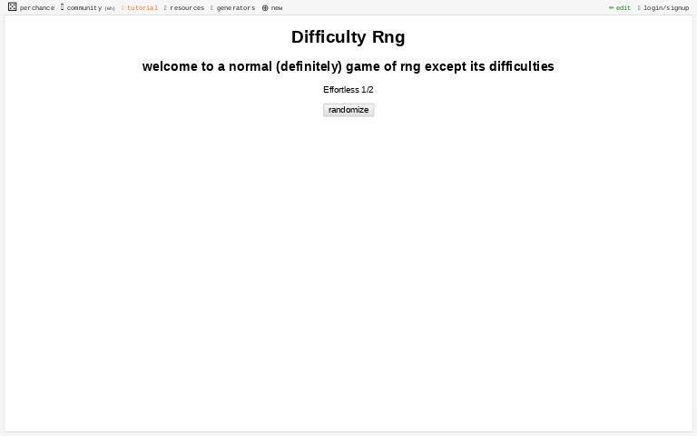 Difficulty Rng ― Perchance Generator