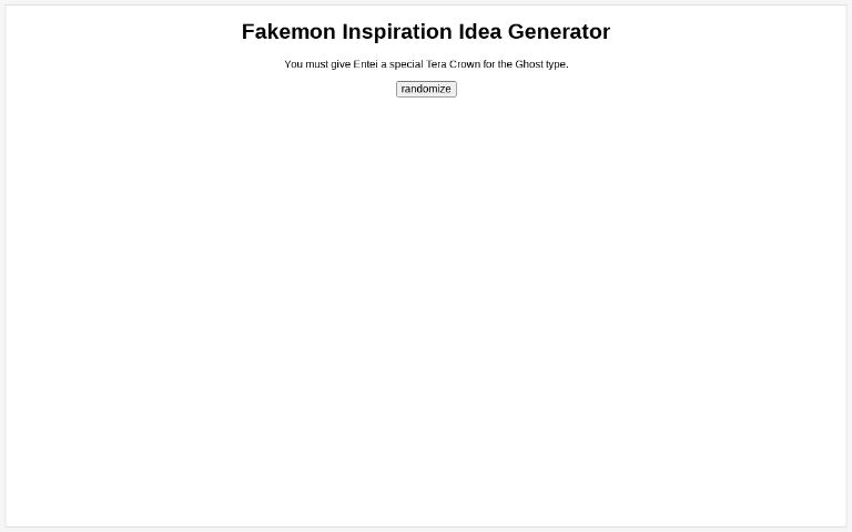 Fakemon Inspiration Idea Generator