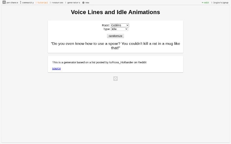 Voice Lines and Idle Animations ― Perchance Generator