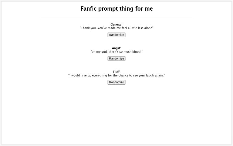 Fanfic prompt thing for me ...