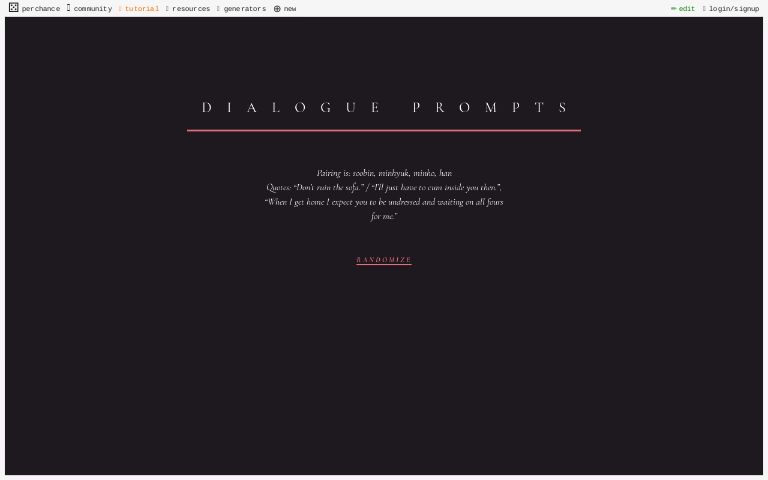 Dialogue Prompts ― Perchance Generator