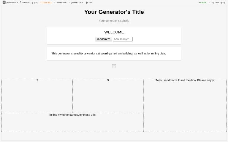 Dice Roll123 ― Perchance Generator