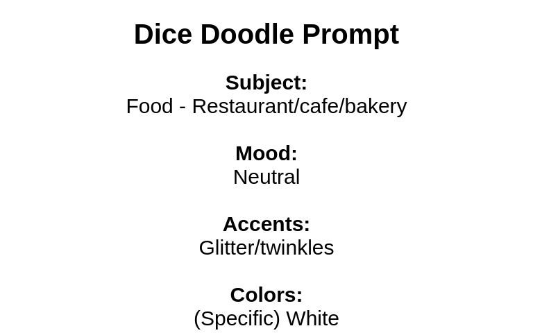 Dice Doodle Prompt ― Perchance Generator