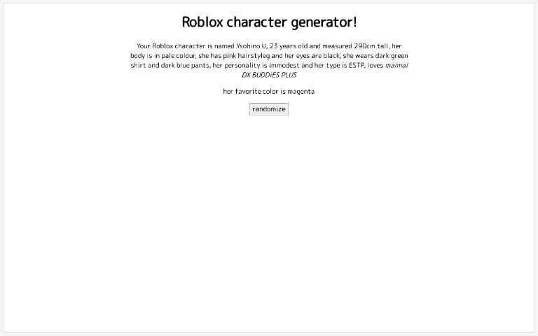 Roblox character generator!