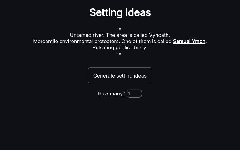 Setting ideas ― Perchance Generator