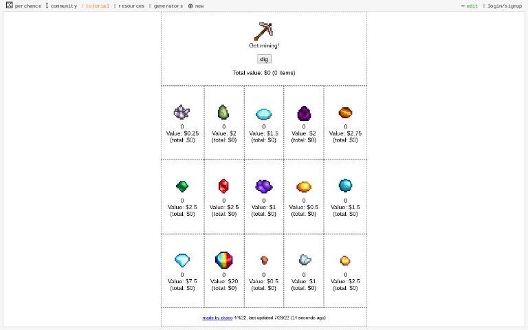 Dig For Gems ― Perchance Generator