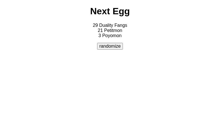 Next Egg ― Perchance Generator