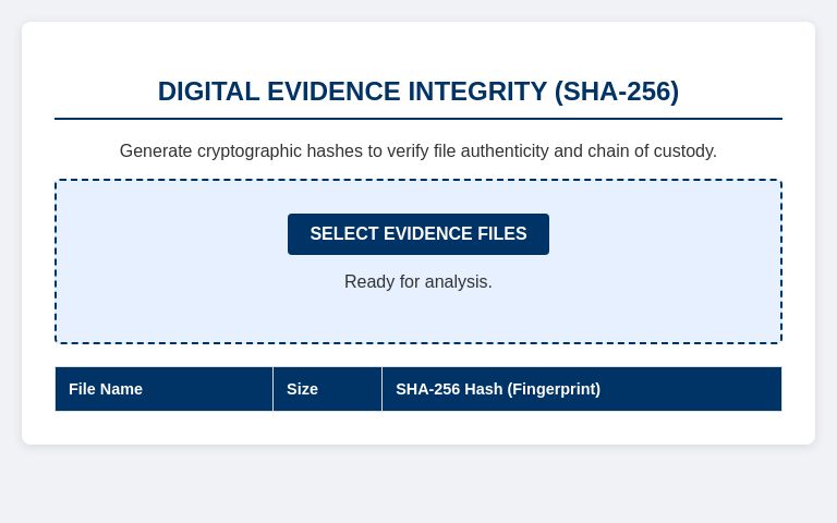 DIGITAL EVIDENCE INTEGRITY (SHA-256) ― Perchance Generator