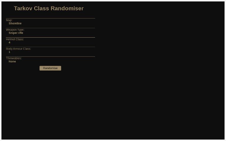 Tarkov Class Randomiser ― Perchance Generator