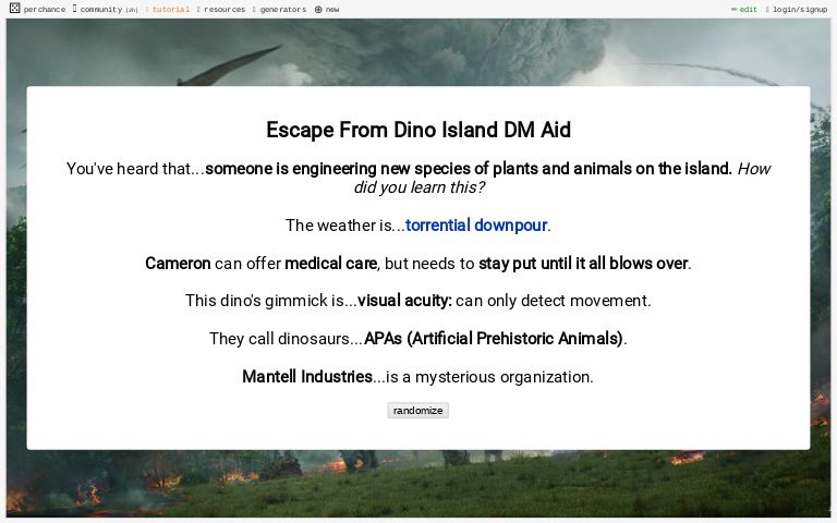 Escape From Dino Island DM Aid ― Perchance Generator