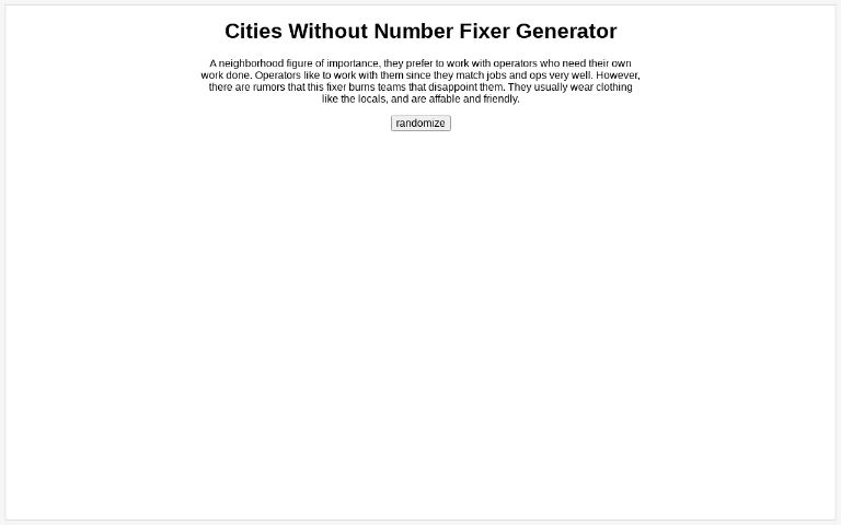 Cities Without Number Fixer Generator
