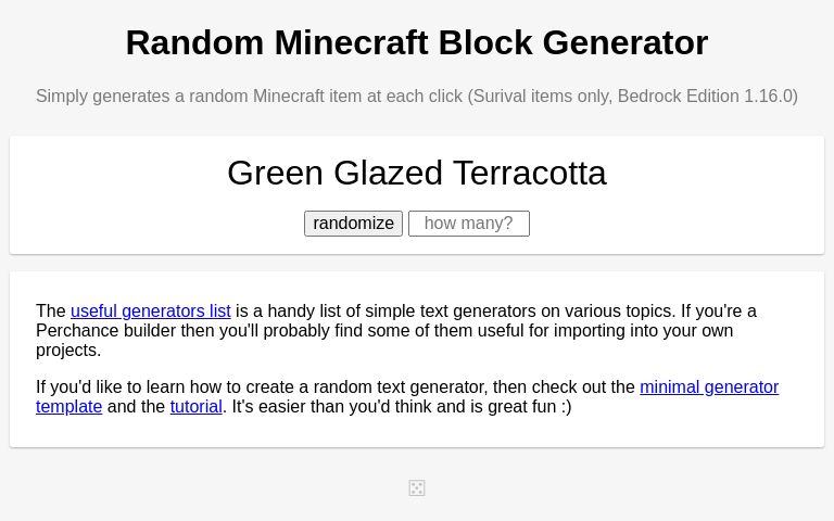 Random Minecraft Block Generator
