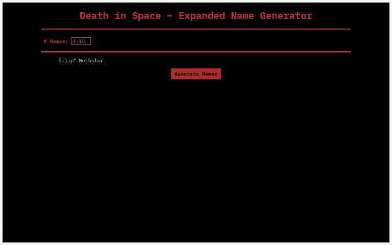 Death in Space – Expanded Name Generator