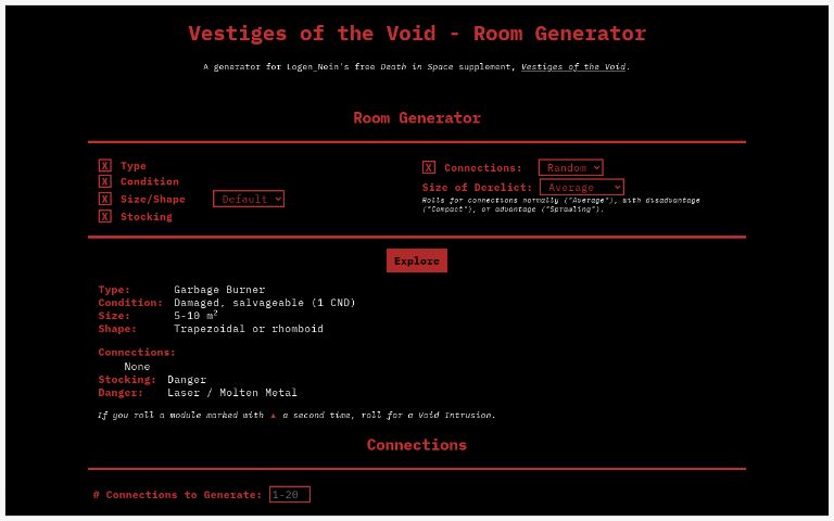 Vestiges of the Void - Room Generator