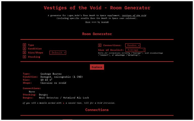 Vestiges of the Void - Room Generator