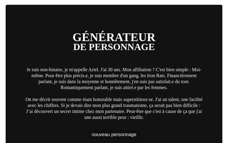 générateur ― Perchance Generator