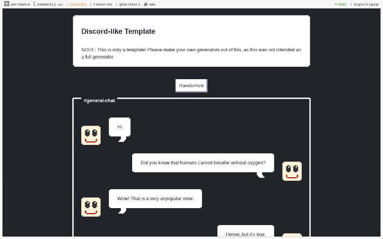 Discord-like template ― Perchance Generator