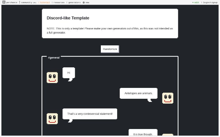 Discord-like template ― Perchance Generator