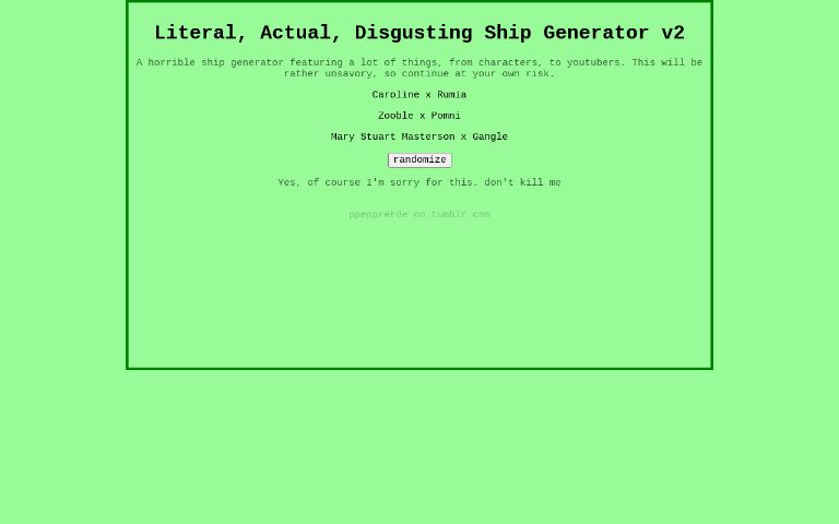 Literal, Actual, Disgusting Ship Generator v2
