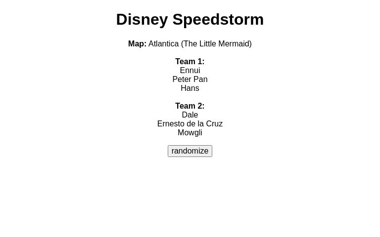 Disney Speedstorm ― Perchance Generator