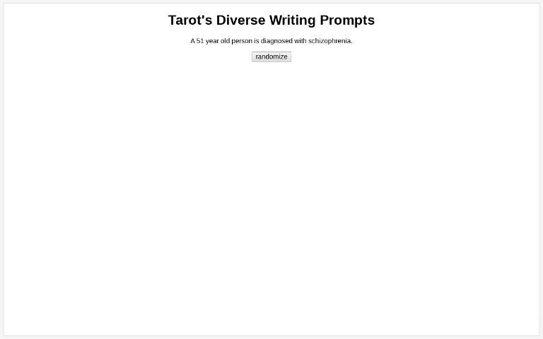 Tarot's Diverse Writing Prompts ― Perchance Generator