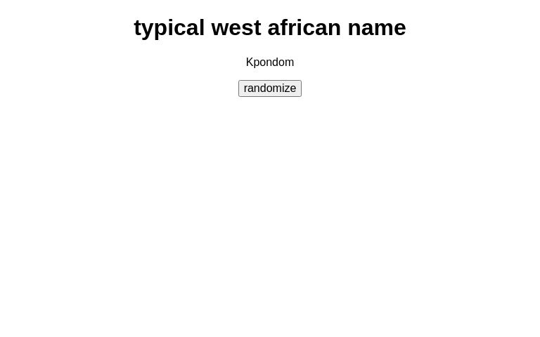 typical west african name ― Perchance Generator