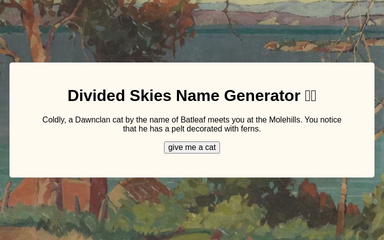 Divided Skies Name Generator 🐾⛅