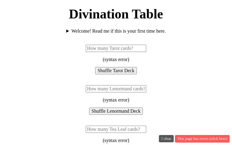 Divination Table ― Perchance Generator