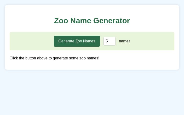 Zoo Name Generator