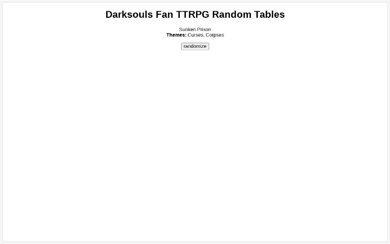 Darksouls Fan TTRPG Random Tables ― Perchance Generator