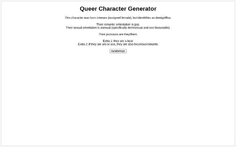 Queer Character Generator
