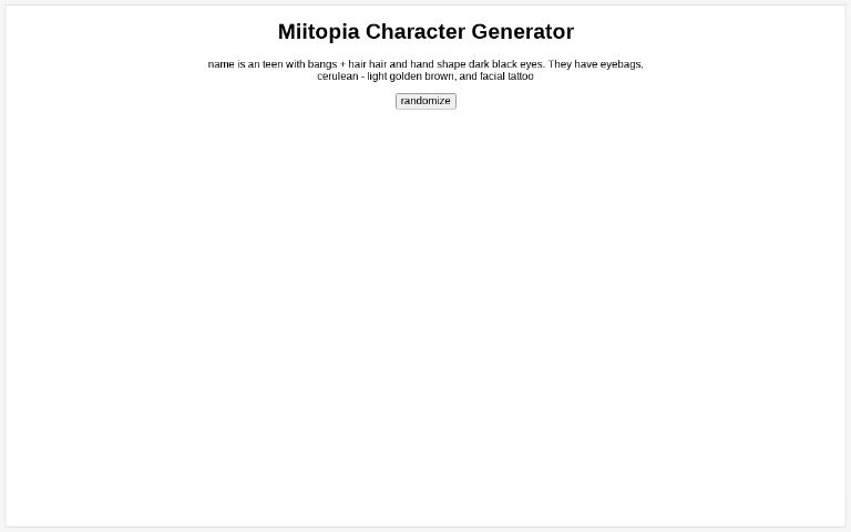 Miitopia Character Generator