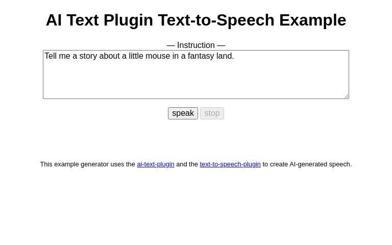 AI Text Plugin Text-to-Speech Example
