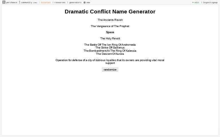 Dramatic Conflict Name Generator