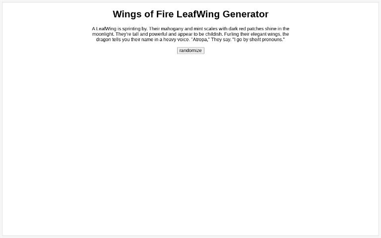Wings of Fire LeafWing Generator
