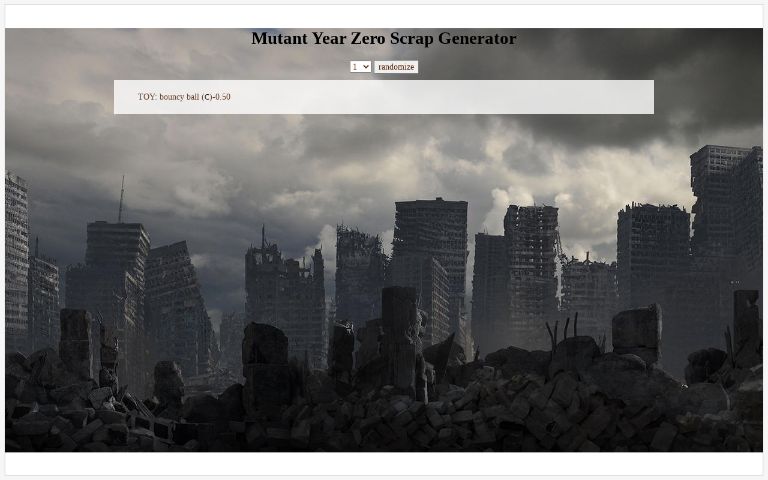 Mutant Year Zero Scrap Generator