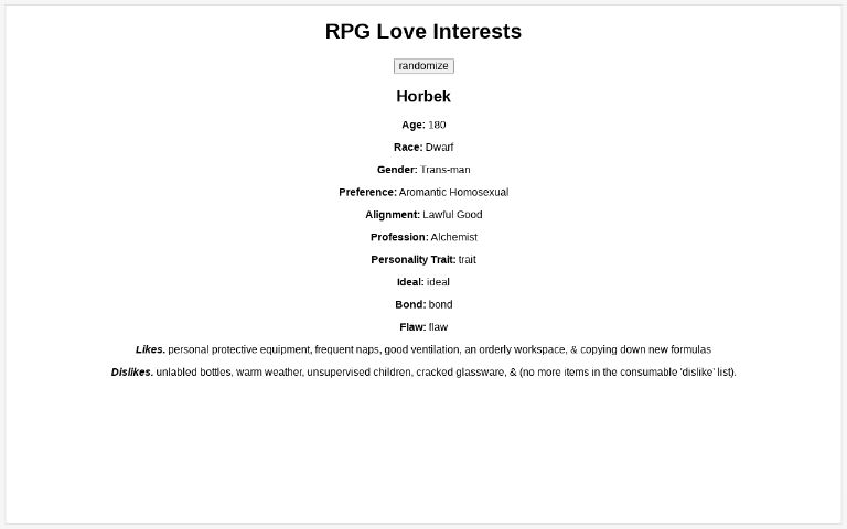 RPG Love Interests ― Perchance Generator