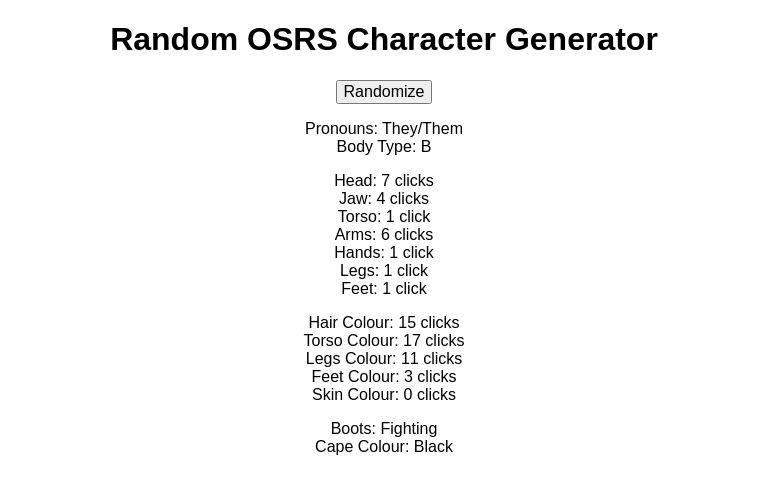 Random OSRS Character Generator