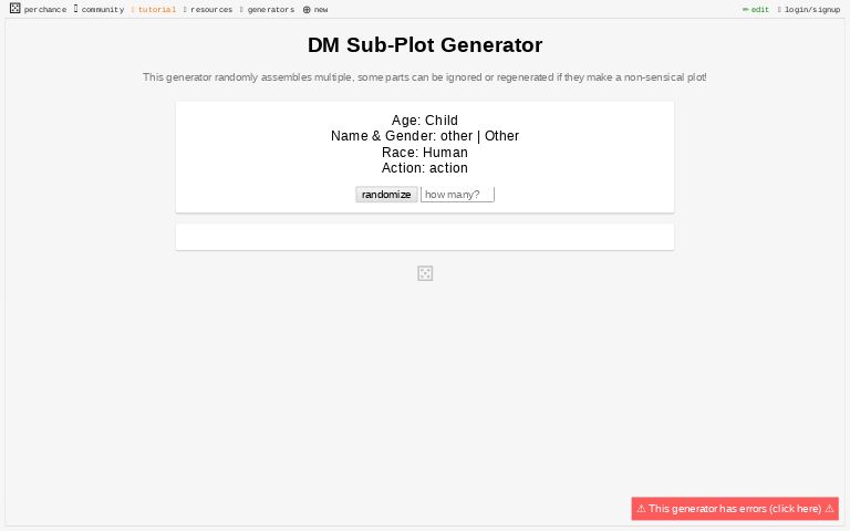 DM Sub-Plot Generator