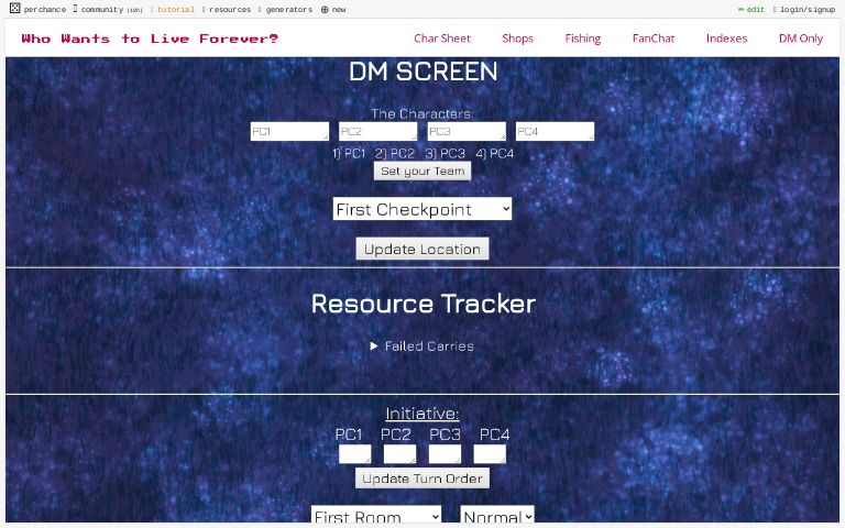 DM SCREEN ― Perchance Generator