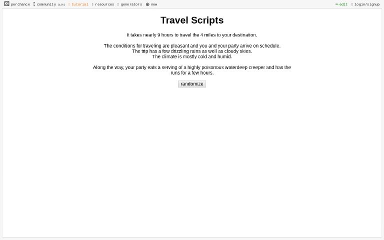 Travel Scripts ― Perchance Generator