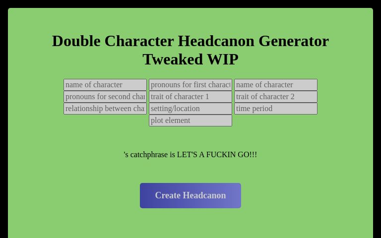 Double Character Headcanon Generator Tweaked WIP