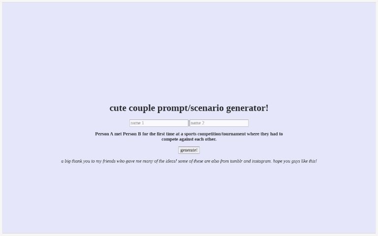 cute couple prompt/scenario generator!