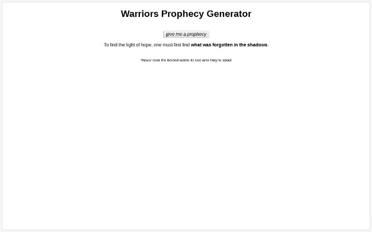 Warriors Prophecy Generator